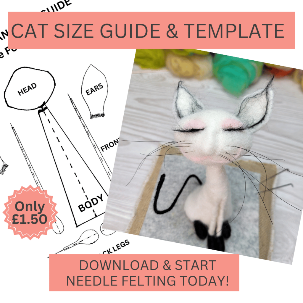 Cat Needle Felting Template, Size Guide, And Video Tutorial – Instant ...
